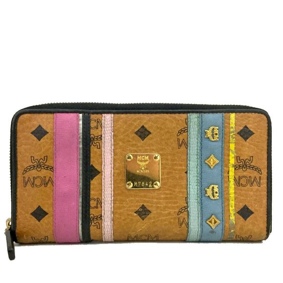 MCM | Bags | Mcm Logo Leather Zip Around Long Wallet D6722 | Poshmark